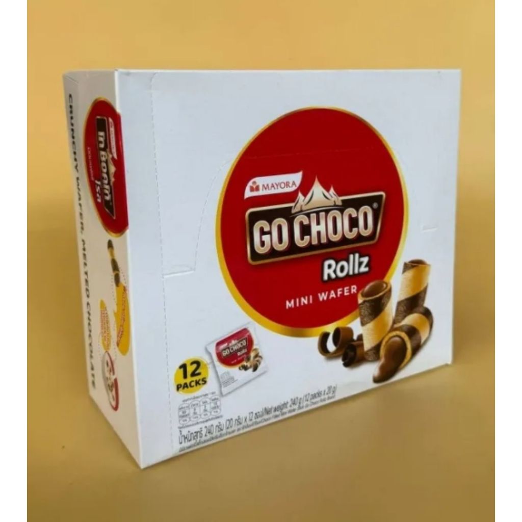 Go Choco Rollz mini Wafer ขนม มินิ เวเฟอร์สติ๊ก สอดไส้ครีมช็อก 20 กรัม ...