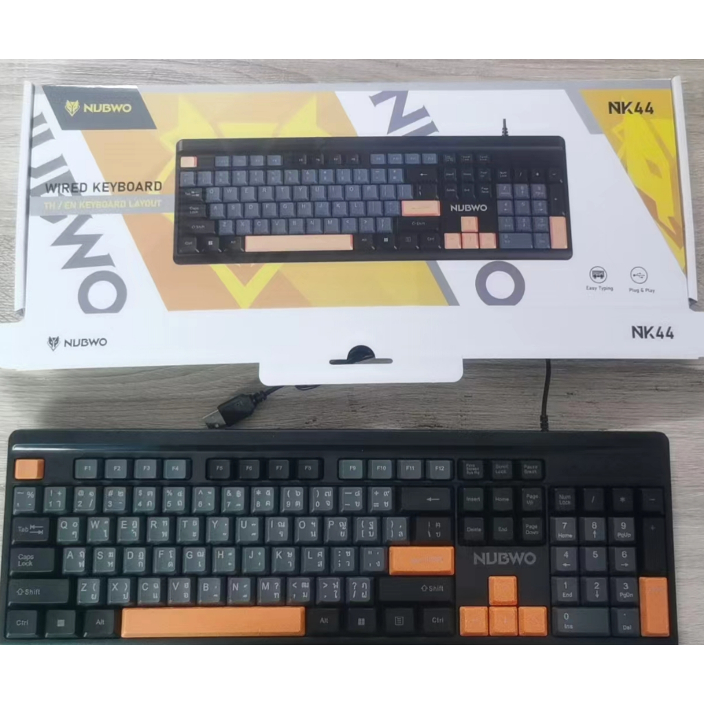 Nubwo NK-44 คีย์บอร์ดสาย สีสันสดใส แป้นพิมพ์ TH-ENG | Shopee Thailand