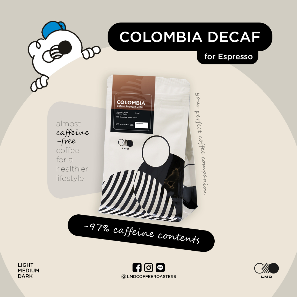 เมล็ดกาแฟคั่วเข้มค่อนกลาง Colombia Cofinet Popayan Decaf by LMD Coffee ...