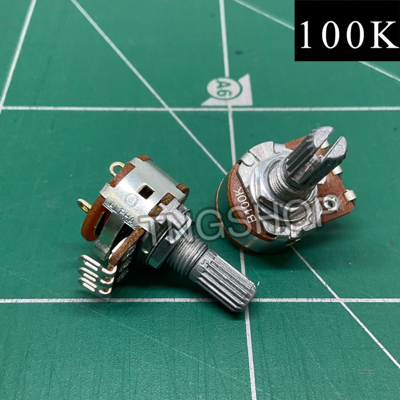 VR วอลลุ่ม มีสวิตช์ ชั้นเดียว ALPHA 5K 10K 20K 50K 100K 500K แกน17มิล ...