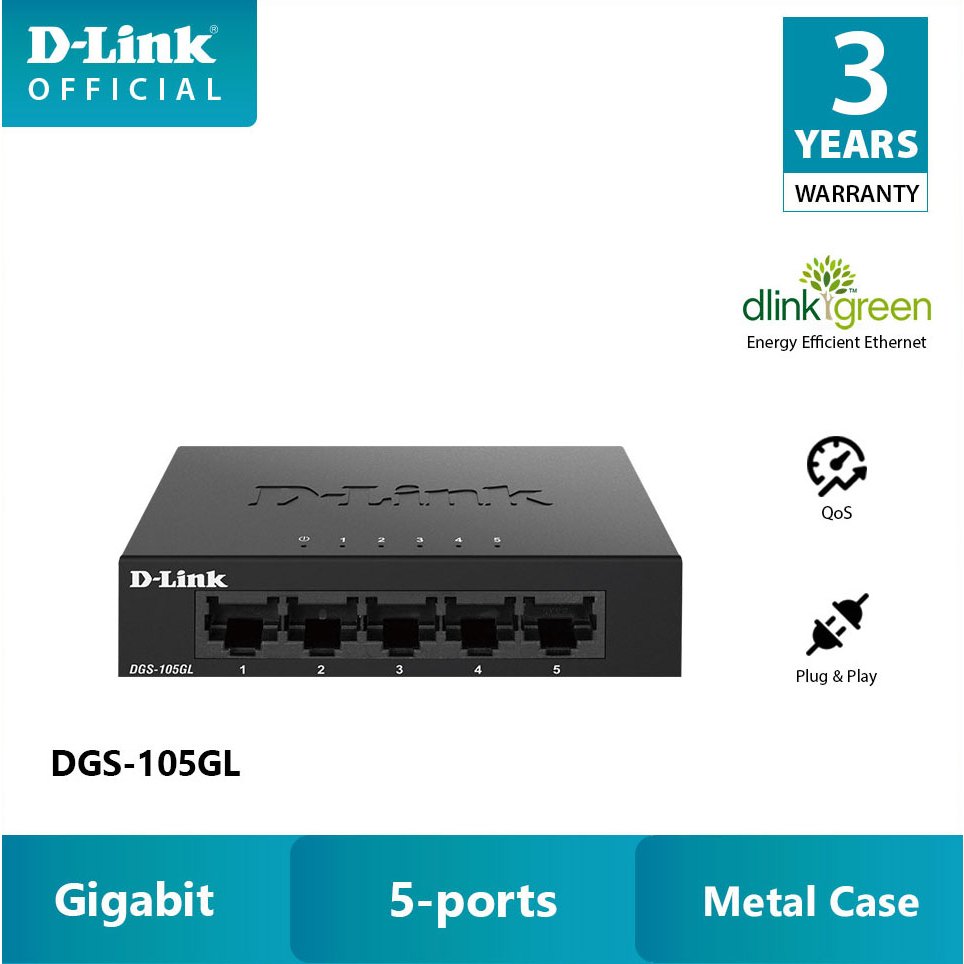 D-LINK Gigabit Switching Hub 5 Port DGS-105GL (5'') | Shopee Thailand