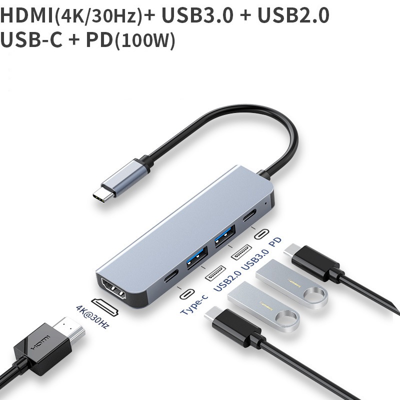 อะแดปเตอร์ HUB USB Display / USB-C HDMI USB3.0 SD CARD RJ45 TF สายแปลง TypeC (JH) | Shopee Thailand