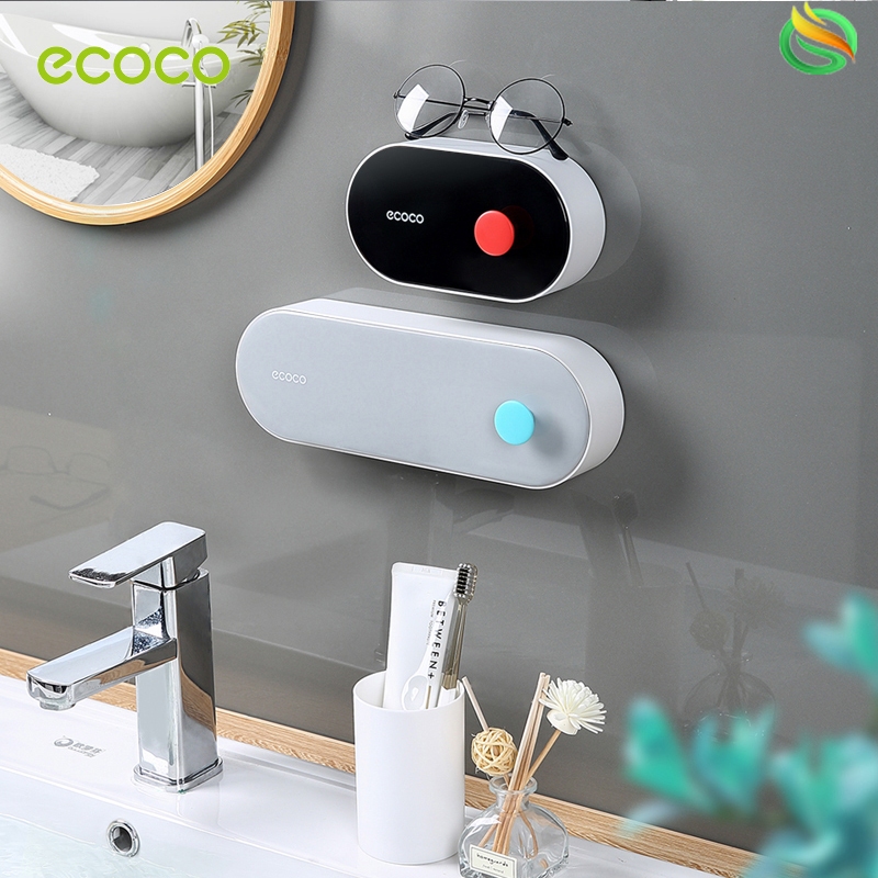 [พร้อมส่ง]ECOCO ที่วางสบู่ติดผนัง ไม่ต้องเจาะ มีฝาปิด กันความชื้น และกันน้ำ ที่วางสบู่ 2 ชั้น มี ...