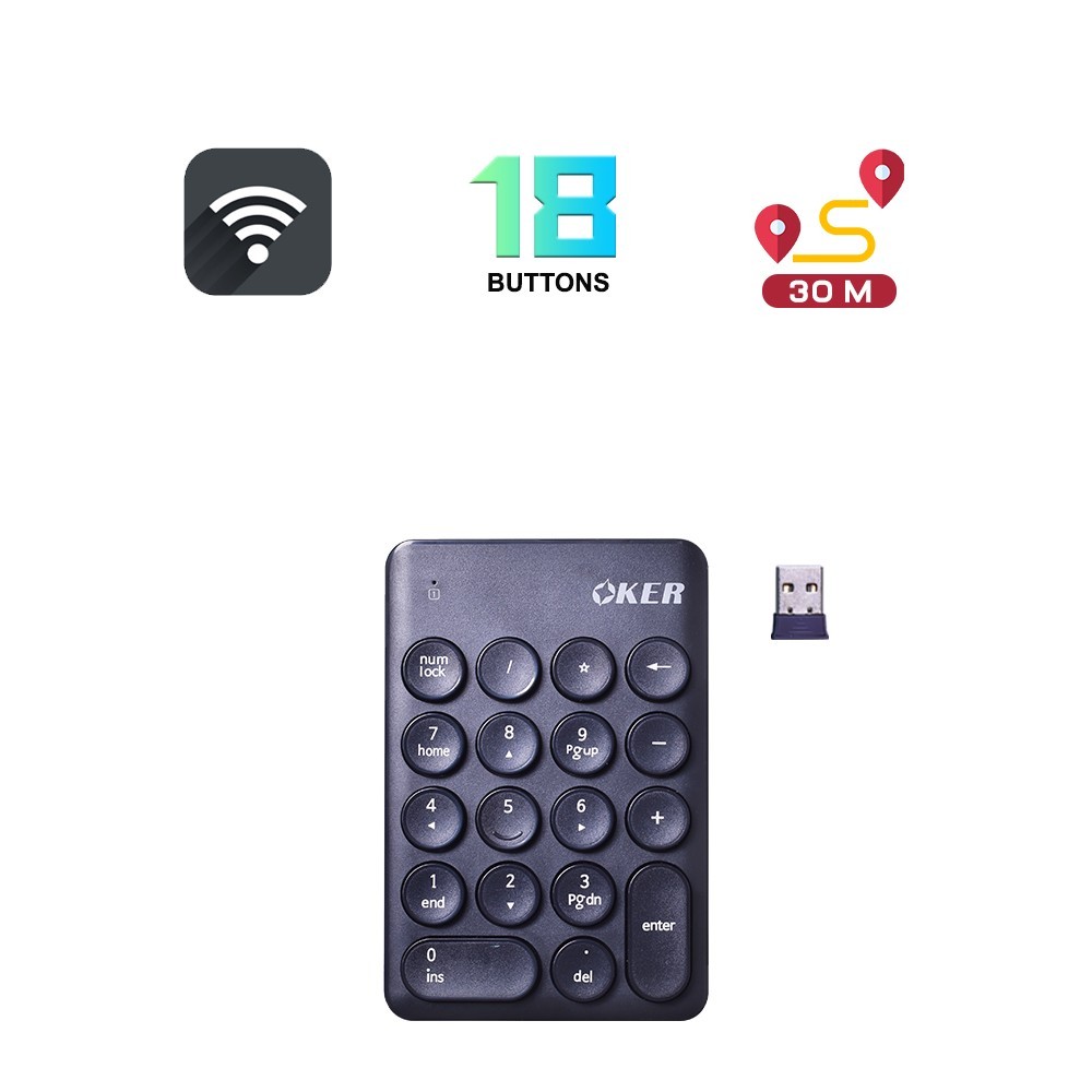 Oker คีย์บอร์ด WIRELESS NUMERIC KEYPAD OKER KP-2610 | Shopee Thailand