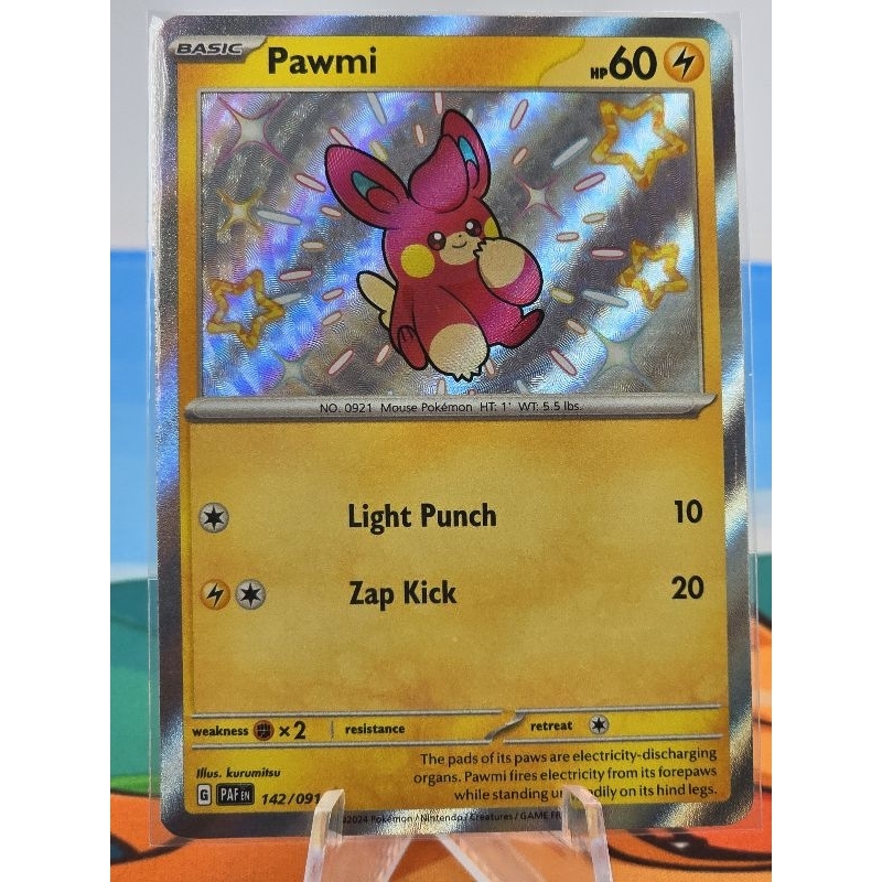 Pokemon Card "Pawmi Shiny 142/091" ENG Paldean Fates | Shopee Thailand