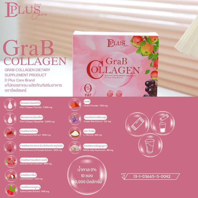 GRAB Collagen แก๊ป คอลลาเจน 1แถม1 | Shopee Thailand