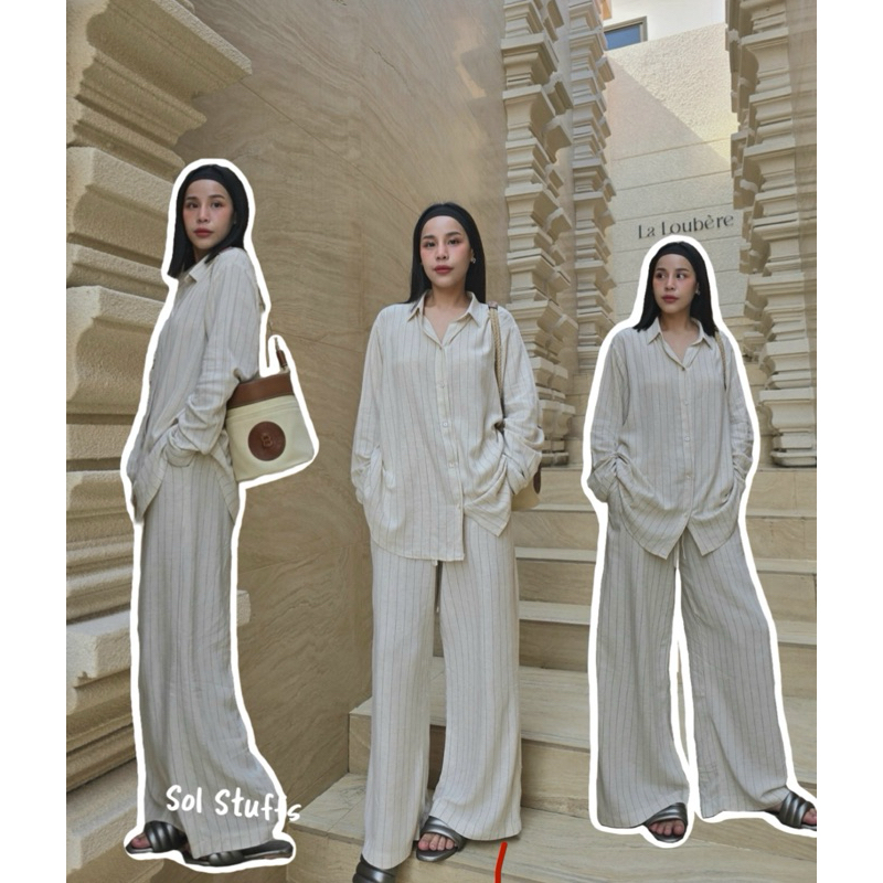 "Coco stripes set" รอบนี้ลงผ้าฝ้ายลายทางออกแนวพื้นเมือง ผ้านุ่มไม่บาง | Shopee Thailand