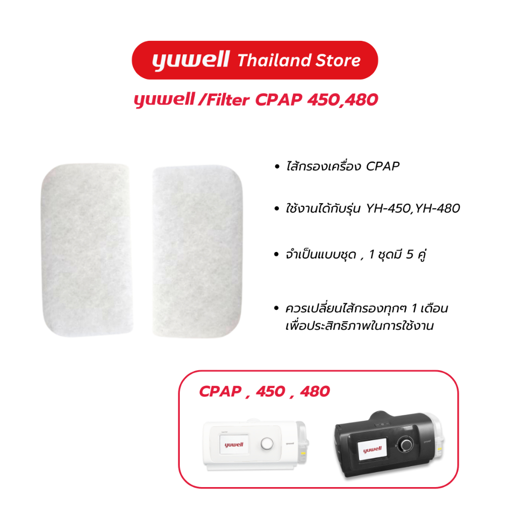 ไส้กรอง Filter เครื่อง CPAP ยี่ห้อ Yuwell รุ่น YH-450, YH-480 | Shopee ...