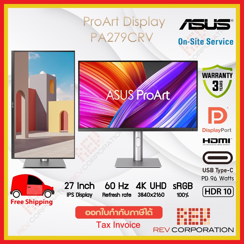 ASUS ProArt Display PA279CRV Professional Monitor 27-inch, IPS 4K UHD (3840 x 2160) 99% DCI-P3 ...