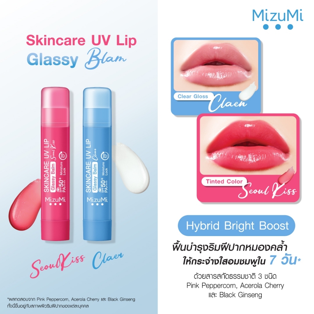 MizuMi ลิปบาล์มกันแดดมิซึมิ Skincare UV Lip Glassy Balm บำรุงริมฝีปาก แห้ง แตก ลอก ให้ชุ่มชื้น ...