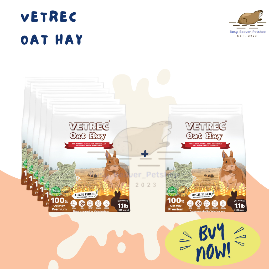 (6 ฟรี 1) VETREC OAT HAY 500กรัม หญ้าโอ๊ตเกรดซูเปอร์พรีเมี่ยม *1ลังต่อ1 ...