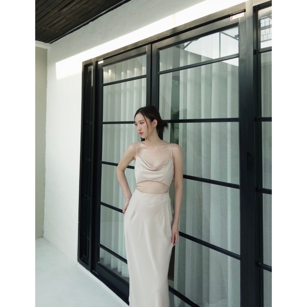 CHANUN-Darin dress เดรสคอถ่วงโชว์เอว (CN-065) | Shopee Thailand