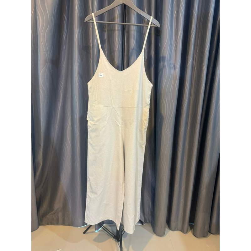 J611 จั๊มสูทกางเกงผ้าลินินฝ้ายแบรนด์La genme | Shopee Thailand