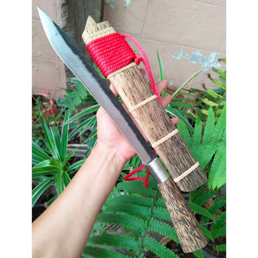 มีดควาญ มีดเหน็บ อีเหน็บ E-Nep มีดเดินป่า มีดแคมป์ มีดใบตาย 12.7” SUP9 ผิวไฟ ด้ามฝักไม้ตาล คอ ...