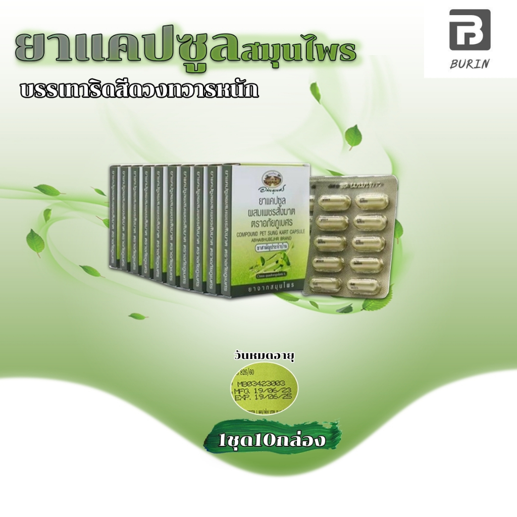 (ชุด SET) เพชรสังฆาต อภัยภูเบศร ขนาดบรรจุ 10 แคปซูล (แผง) 10 แผง exp ...