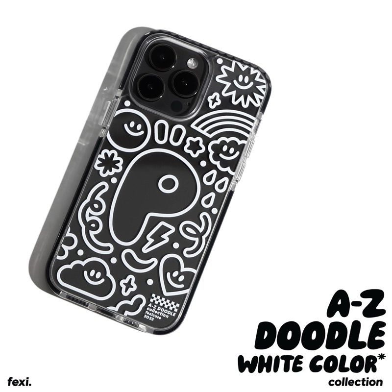 เคสไอโฟน “ DOODLE A-Z Collection/ WHITE “ ลายสกรีนสีขาว iPhone Case for 12 - 16 series & Samsung ...