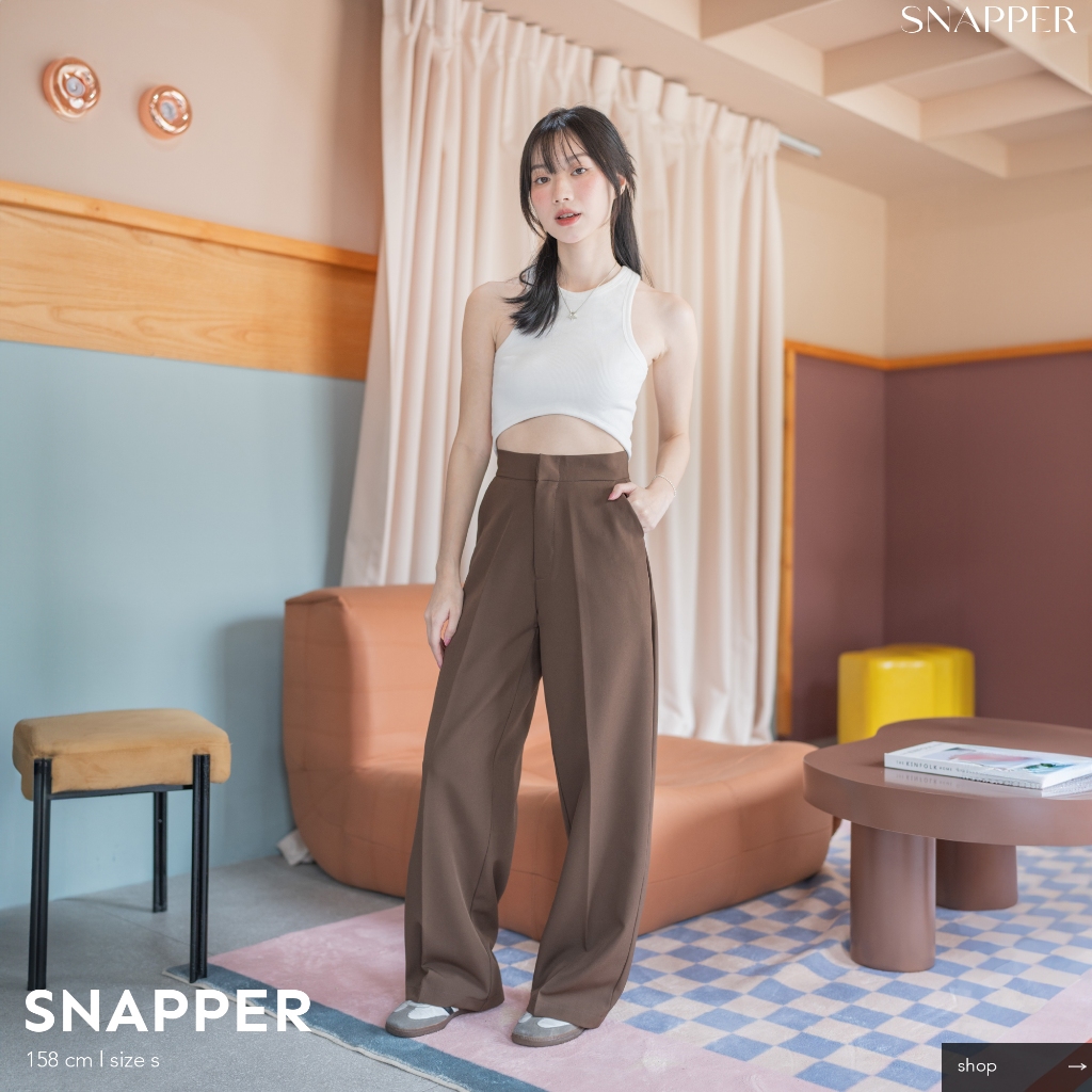 snapper _SP004 กางเกงขายาว กระบอกกลาง ตะขอหน้า เอวสูง ใส่แล้วสูงมากผ้าหนาไม่บางอยู่ทรงควรมีติด ...