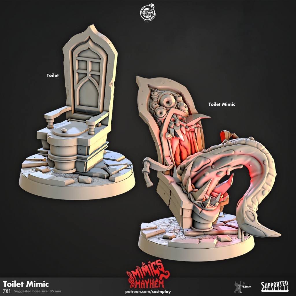 Toilet Mimic - Mimics Mayhem - Monstrosity Mimic / 32mm scale 3D ...