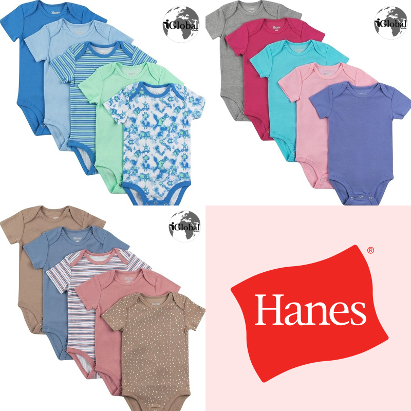 [Hanes®] Baby Bodysuits Ultimate Flexy Short Sleeve for Boys & Girls ...
