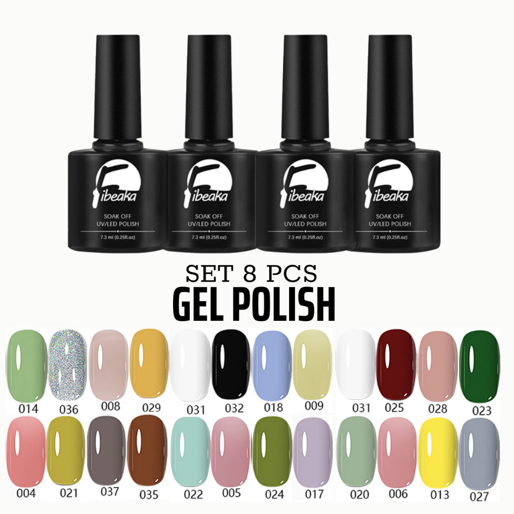 Fibee 7.3ML ชุดสีเจลพรีเมี่ยม 8 สี เจลขัดเงา uv / led แห้งเร็ว | Shopee Thailand