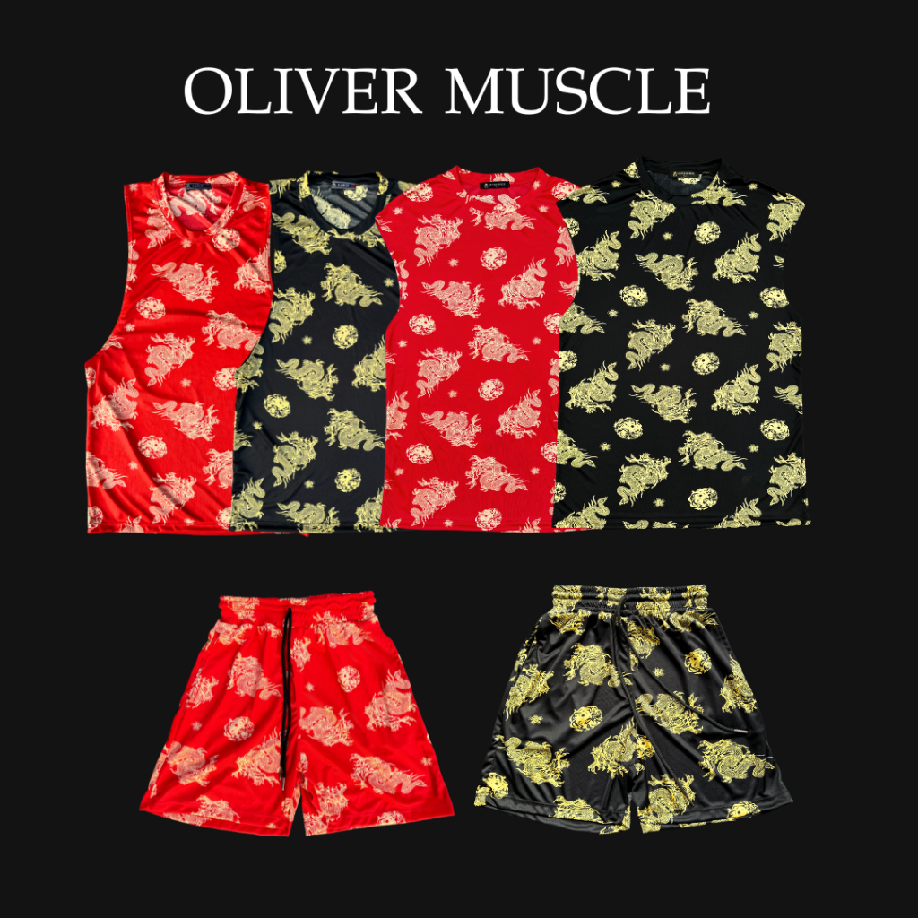 ชุดตรุษจีน Set ลายมังกรทอง ใส่ออกกำลังกายแบรนด์ OLIVER MUSCLE | Shopee ...