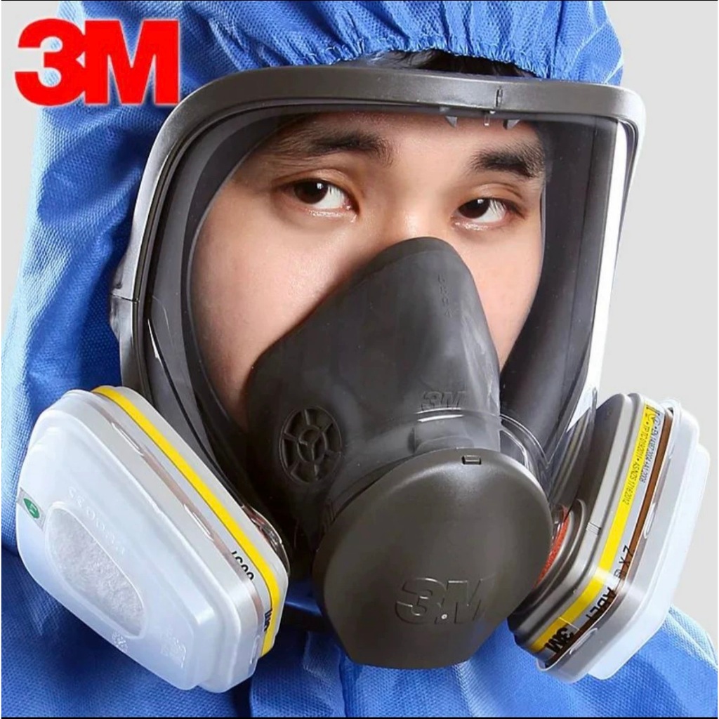 3M หน้ากากกันสารเคมี รุ่น 6800 ขนาดกลาง พร้อมตลับกรอง 6001, ฟิลเตอร์ 5N11, ฝาครอบ 501ของแท้ 100% ...