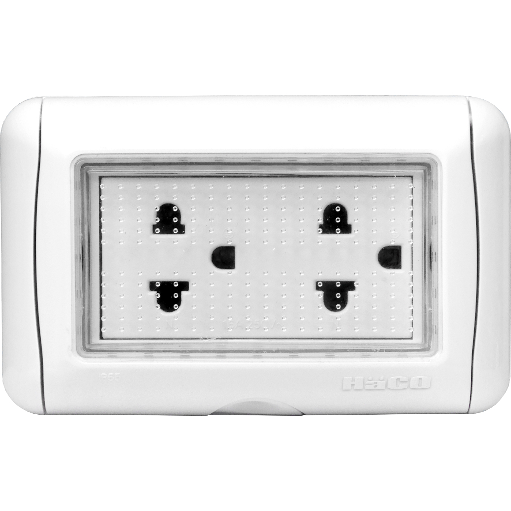 หน้ากากกันน้ำ HACO 3 ช่อง PR W222R/S-E20 สีขาว | Shopee Thailand