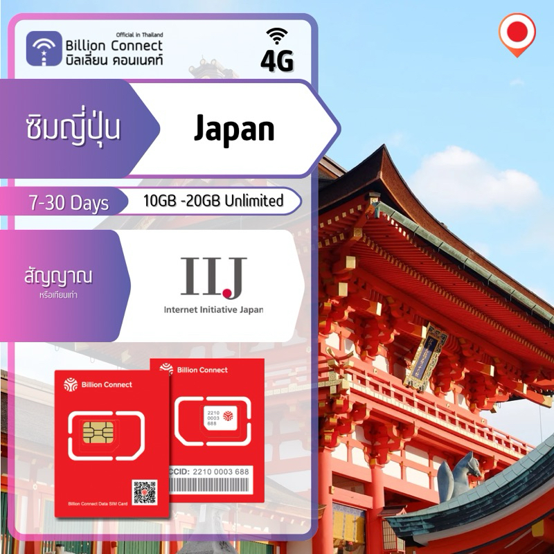 Japan Sim Card Unlimited 10GB-20GB 256kbps สัญญาณ IIJ mio : ซิมญี่ปุ่น ...