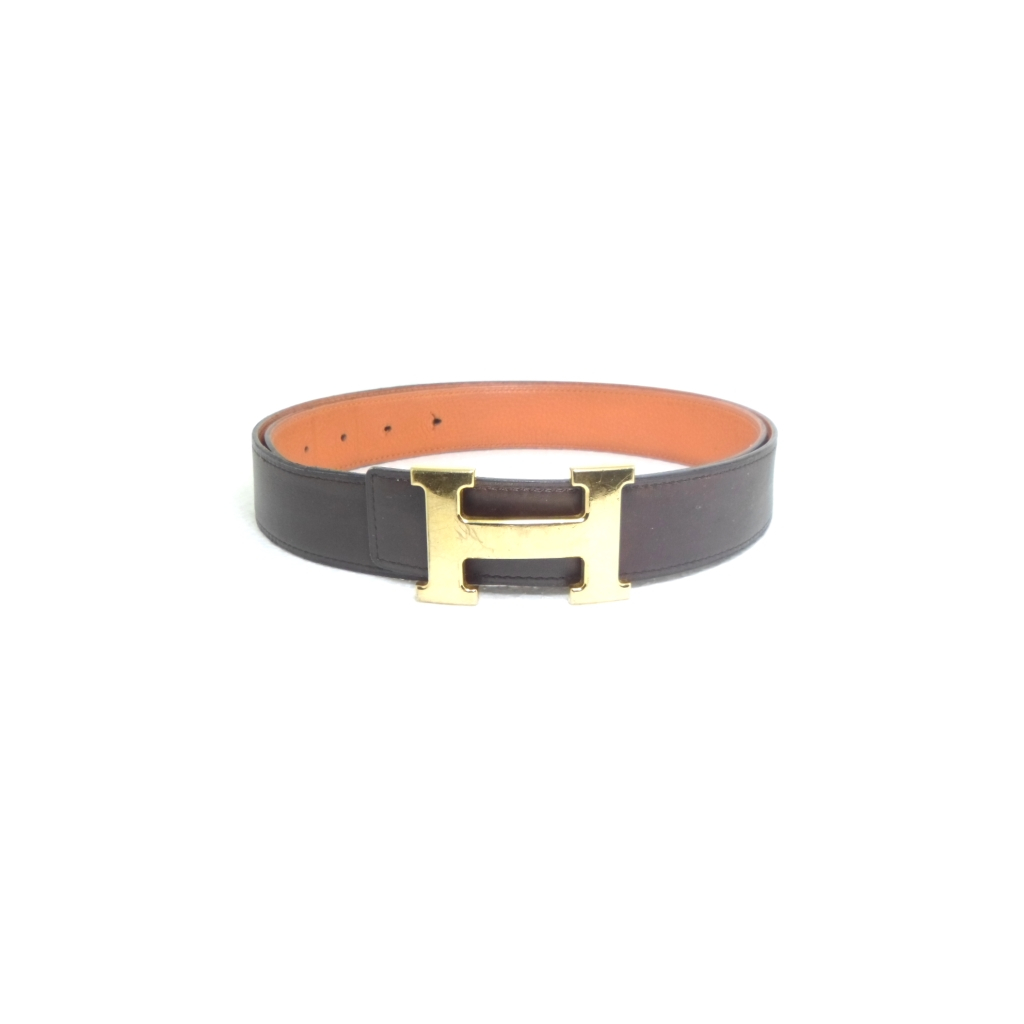 เข็มขัด Hermes H Reversible Belt (fusain/potiron) sz 95 38 มือ 2 ของแท้ 100% | Shopee Thailand