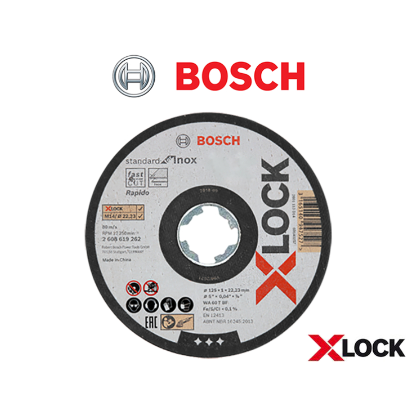 BOSCH ใบตัด X-LOCK 5"X1mm. Standard Inox รุ่น 2608619262 ( ใบตัดใส่เครื่องเจียร X-LOCK ) ของแท้ ...