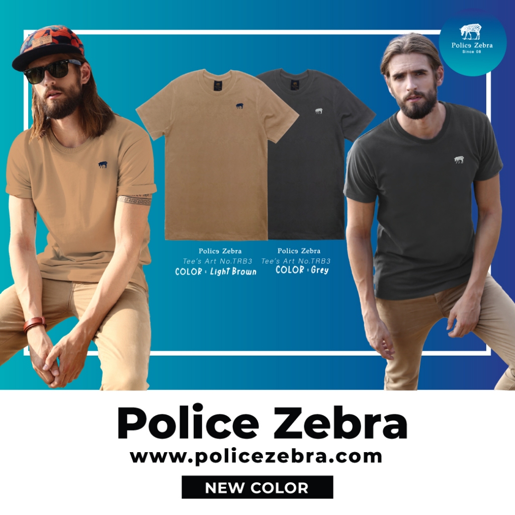 Police Zebra Basic เสื้อคอกลม ผู้ชาย/ผู้หญิง (TBR3 ) | Shopee Thailand
