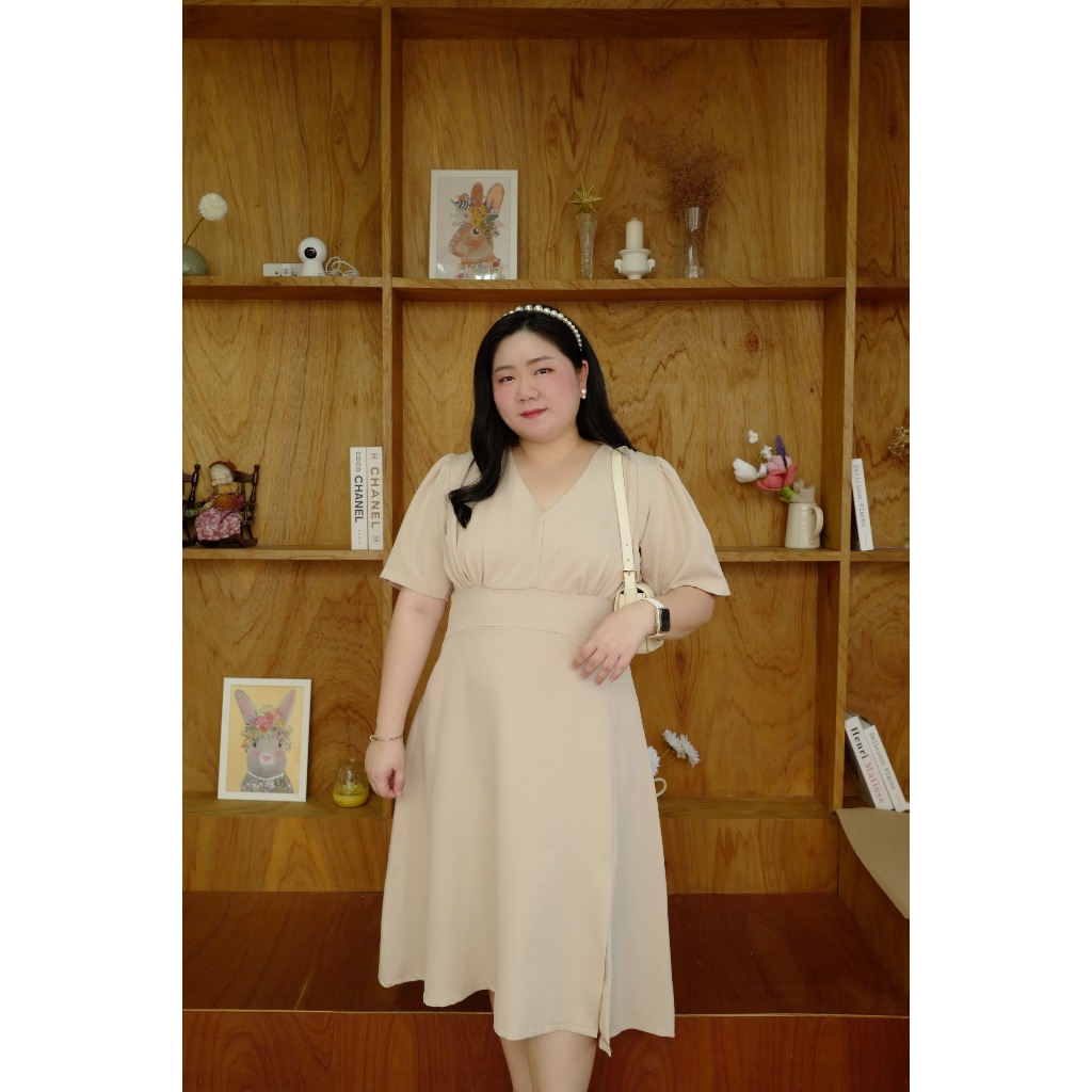 Primrose Dress เดรสออกงานเรียบหรูดูแพง 4 สี #เสื้อผ้าสาวอวบ Plussize | Shopee Thailand