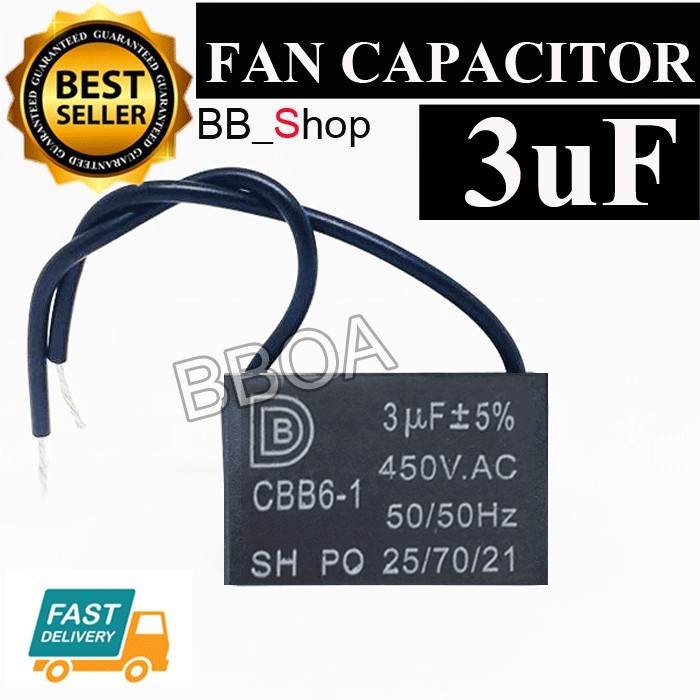 CBB61 FAN CAPACITOR HATARI คาปาซิสเตอร์ พัดลม - C พัดลม 1.0uF 1.2uF 1.5uF 1.8uF 2uF 2.5uF 3uF 3 ...
