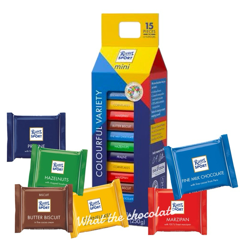 Ritter Sport colorful variety ช็อคโกแลตรวม 6 รสชาติ (กล่องใหญ่ 15 ชิ้น ...