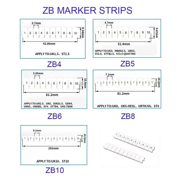 ZB4 ZB5 ZB6 ZB8 ZB10 ป้ายเทอร์มินอลมาร์ค แถบป้ายสำหรับเทอร์มินอล Marker ...
