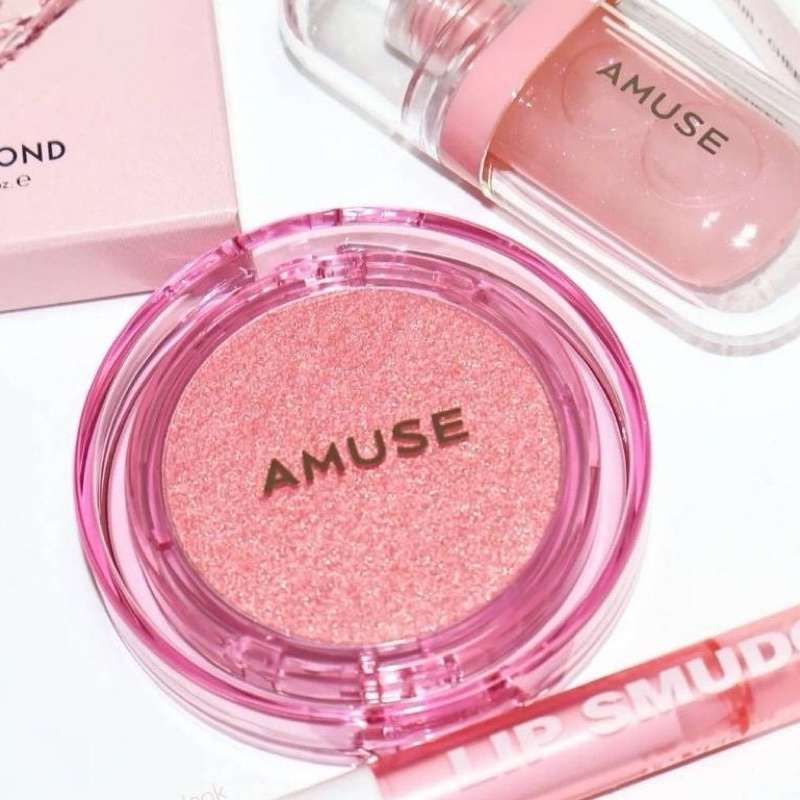 AMUSE FACE DIAMOND HIGHLIGHTER 4.7 g 🇰🇷ไฮไลท์วอนยอง ตลับชมพู | Shopee ...