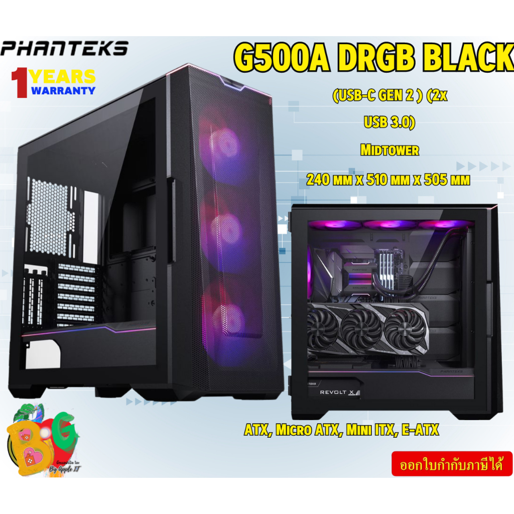 PHANTEKS CASE ECLIPSE G500A-BK MID TOWER,DRGB SATIN BLACK,140MM x 3FAN ...