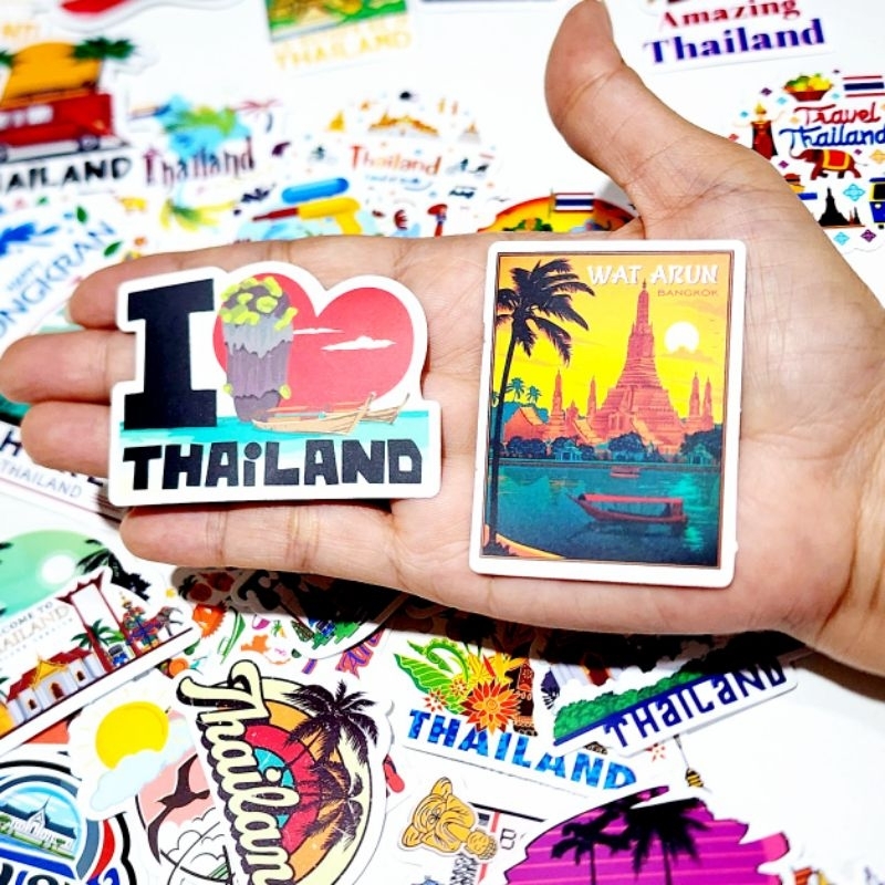 สติ๊กเกอร์ Thailand สถานที่ท่องเที่ยว ของดี ประเทศไทย (50 ชิ้น) Bangkok ...