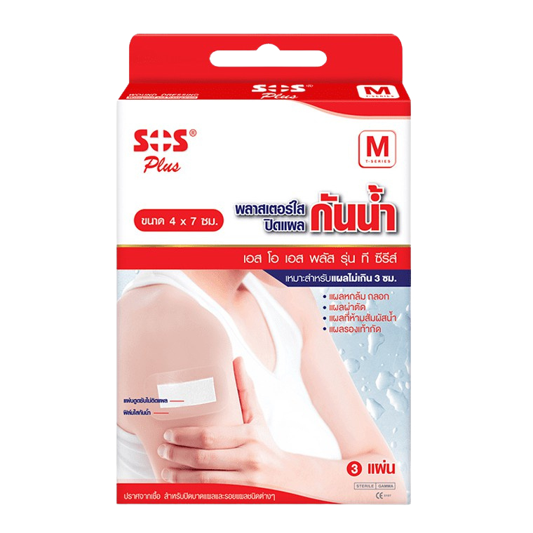 พลาสเตอร์ใสกันน้ำ กล่องแดง SOS Plus T1 T2 T3 T4 2X2 2X4 S มินิ PU #ฟิล์มใส #ปิดแผล #L1 | Shopee ...