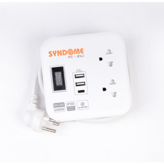 PLUG (ปลั๊กไฟ มอก.) SYNDOME (PC-21U) 2 Port / USB 2 ช่อง / USB Type-C 1 ช่อง ความยาวสาย 1 เมตร ...