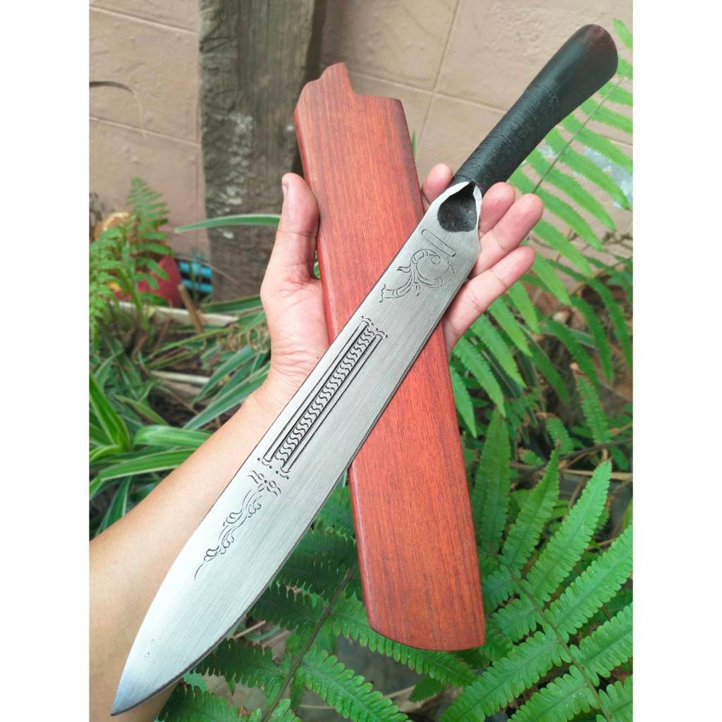 มีดควาญ มีดเหน็บ อีเหน็บ (E-Nep) มีดเดินป่า มีดแคมป์ ด้ามบ้อง ใบ 10.8” Sup9 ตีร้อนชุบแข็ง ผิวขัด ...