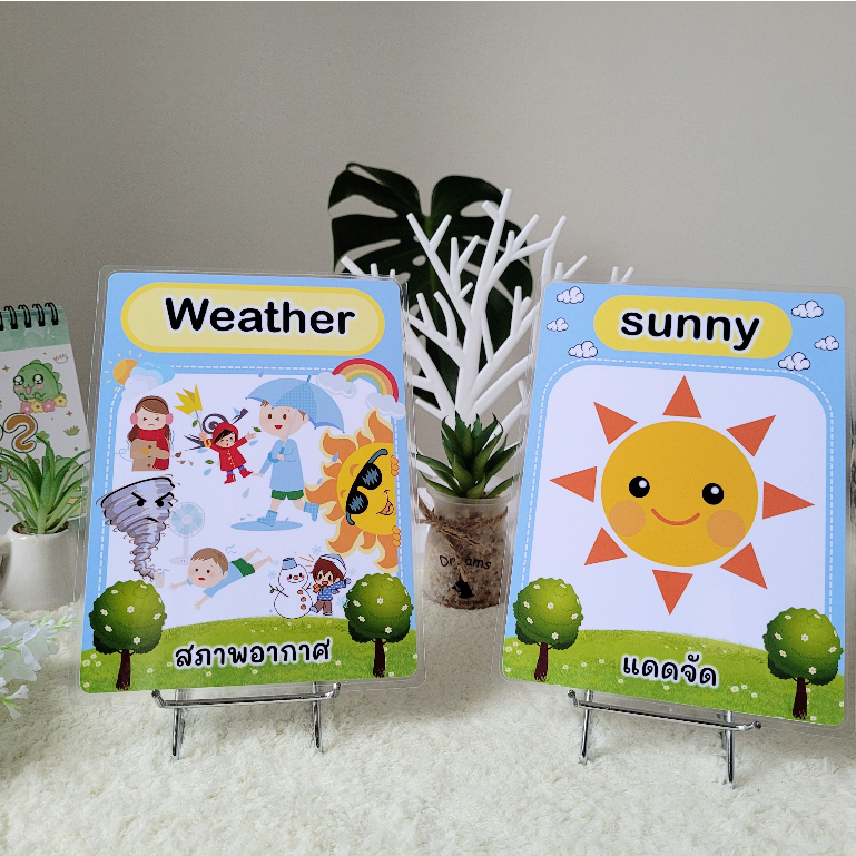บัตรภาพคำศัพท์ แฟลชการ์ด บัตรคำ English Flash Cards "Weather" หมวด สภาพ ...
