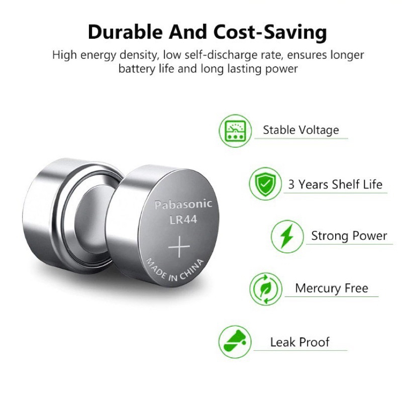 Panasonic แบตเตอรี่ AG13 LR44 A76 1.5V button battery（1เเผง10ก้อน ...