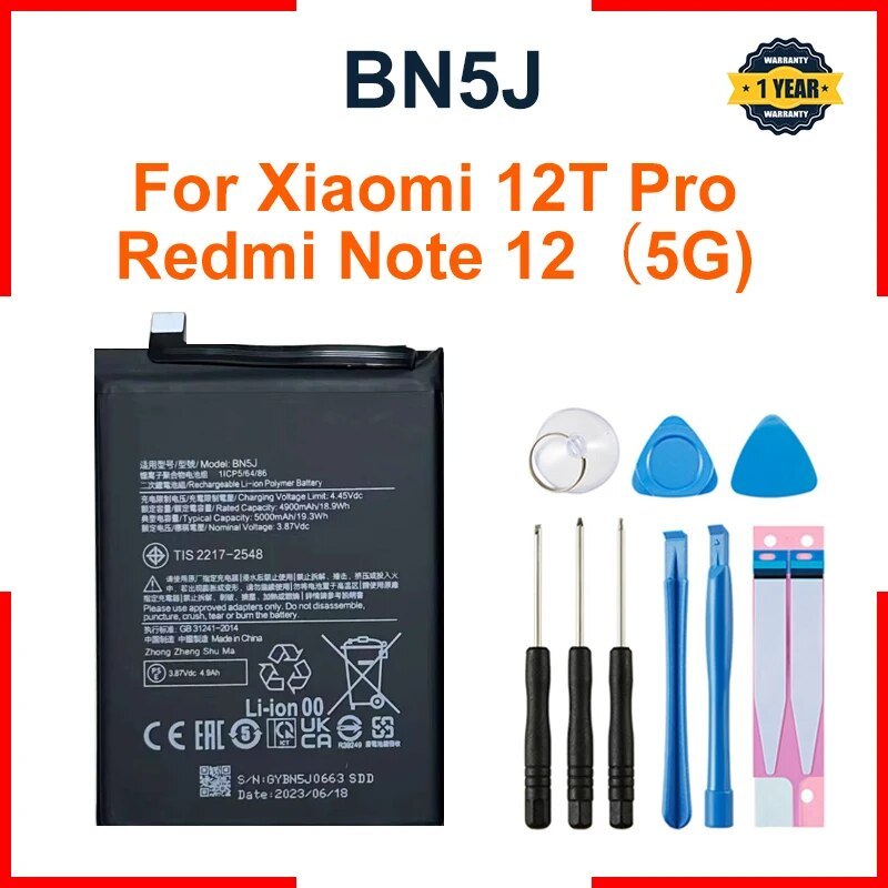 แบตเตอรี่ BN5J แท้ใหม่สำหรับ Xiaomi redmi Note 12 5G / 12T Pro / X5 ...