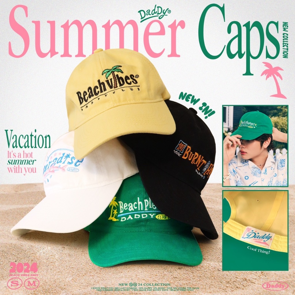 DADDY | Summer Caps หมวกแก๊ป ปักลาย style Summer มี 4 สี สุดน่ารัก ...