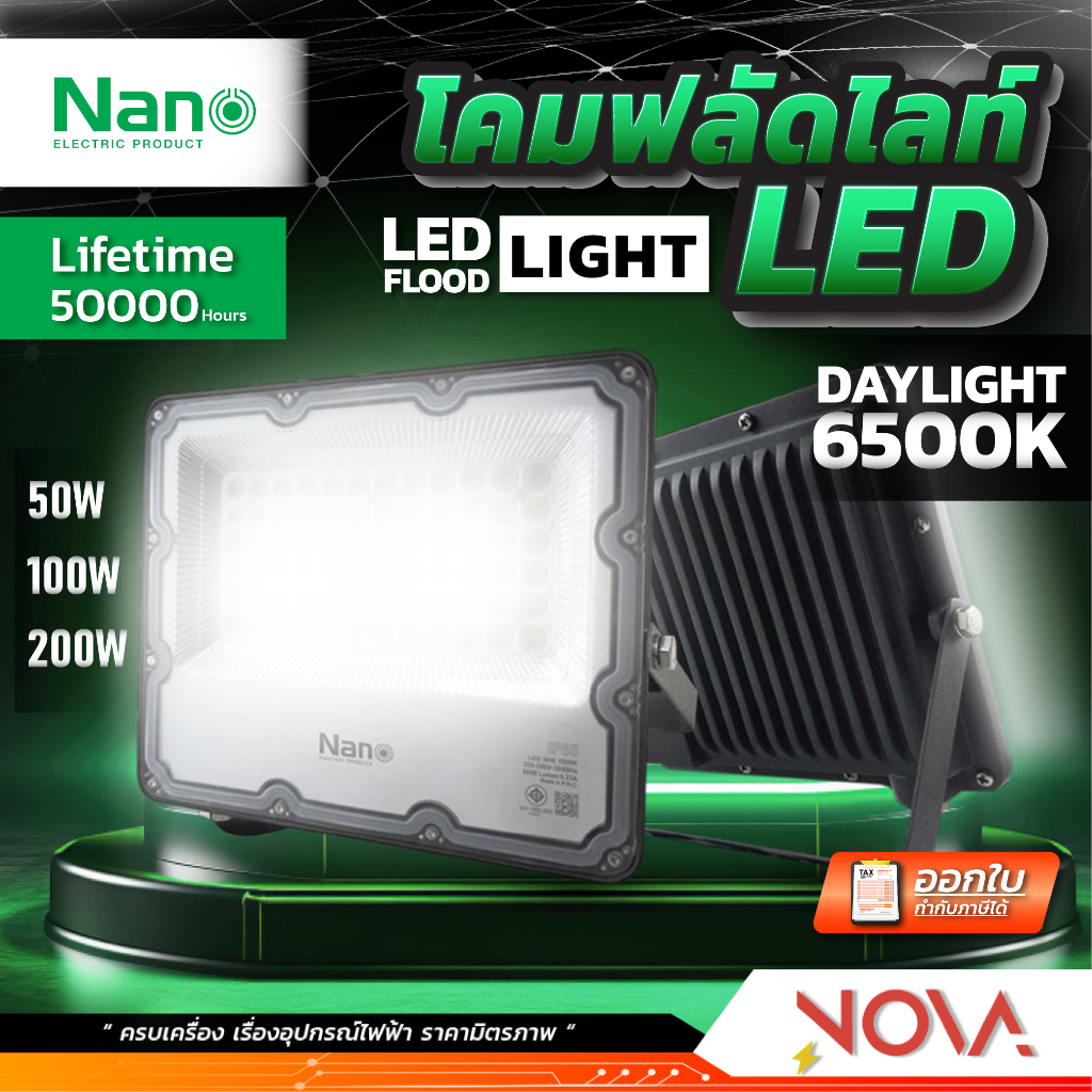 โคมสปอตไลท์ Spotlight LED โคมฟลัดไลท์ Floodlight LED กันน้ำ IP65 แสง เดย์ไลท์ 50W / 100W / 200W ...