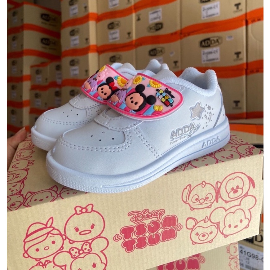 S1 รองเท้านักเรียน หนังดำ วอมขาว ปี 2567 ADDA รุ่น 41G98 Size 25-33 | Shopee Thailand