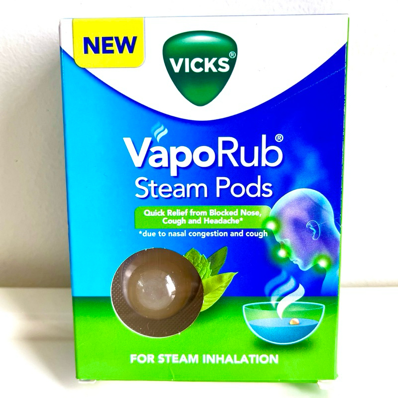 Vicks VapoRub Steam Pods 4 ชิ้น/ สำหรับการสูดดมไอน้ำ บรรเทาอาการคัดจมูก ...