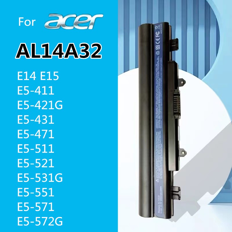 แบตเตอรี่โน๊ตบุ๊ค For Acer AL14A32 สำหรับ ASPIRE E14 E15 E5-411 E5-421G ...