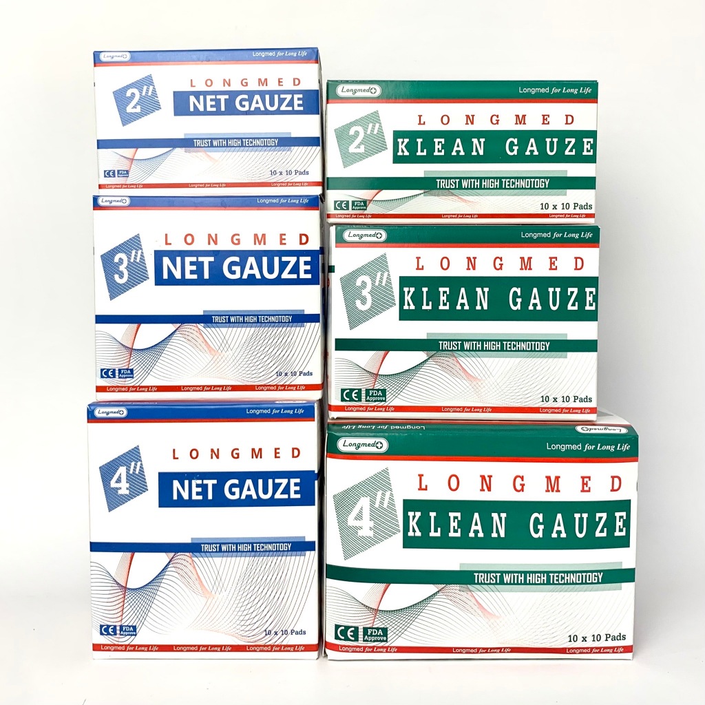 [ขายยกกล่อง] Longmed ผ้าก๊อซฝ้าย Net Gauze / ผ้าก๊อซใยสังเคราะห์ Klean ...